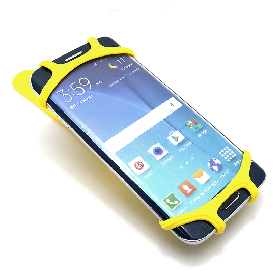 Drzac za mobilni telefon za bicikl i motor Soft grip žuti