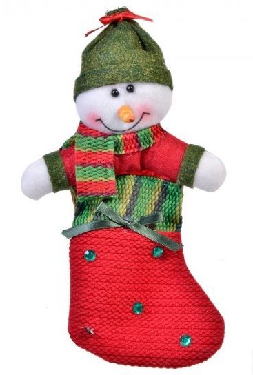 Ukrasna novogodišnja čarapa Sneško – 22 cm