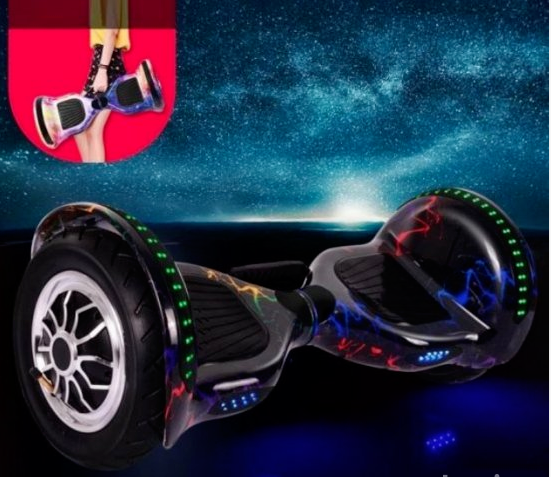 Hoverboard sa ruckom- Elektricni Skuter 10″ Crni sa gromovim