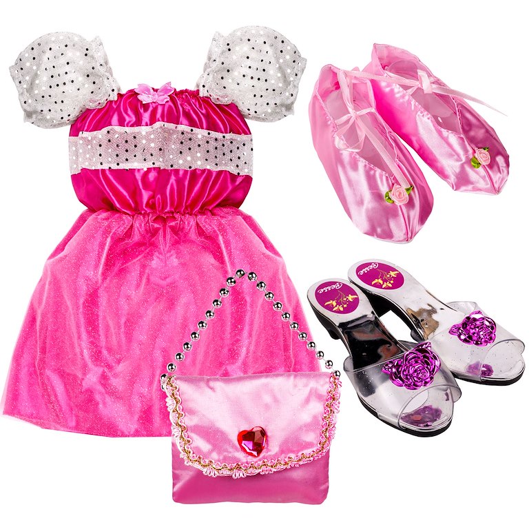 Princeza kostim set -haljina, kruna, torbica i cipelice