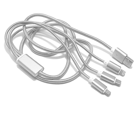 USB data kabal safe&quick charge 3in1 (micro-lightning-type C) srebrni