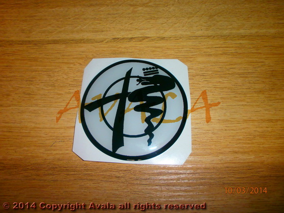 Stiker okrugli 74mm "Alfa Romeo" (crno-beli) *10902577*