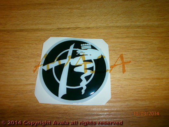 Stiker okrugli 74mm "Alfa Romeo" (crno-beli) *10902578*