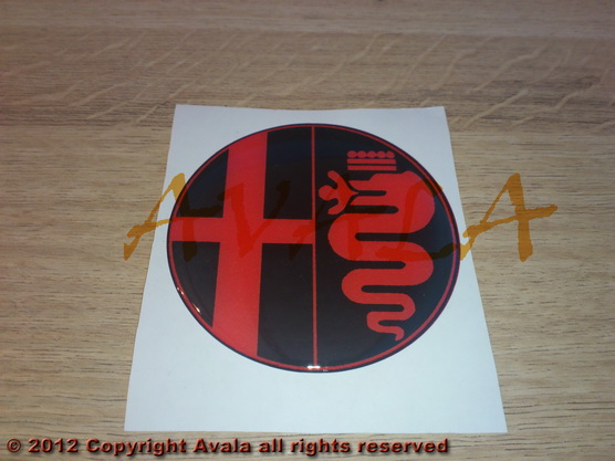 Stiker okrugli 74mm "Alfa Romeo" (crno-crveni) *10902453*
