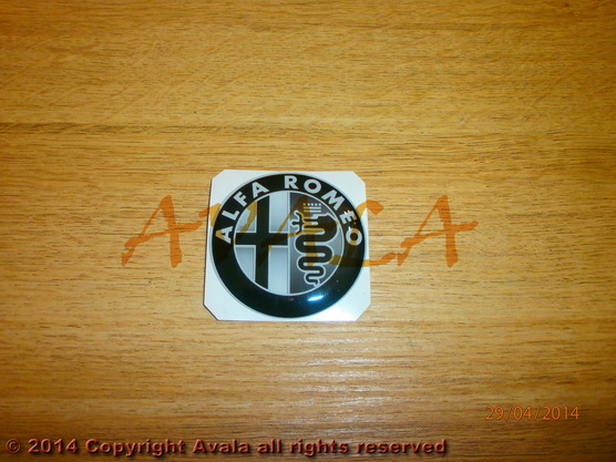 Stiker okrugli 50mm "Alfa Romeo" (crno-beli) *10902801*