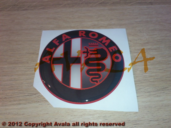 Stiker okrugli 74mm "Alfa Romeo" (crno-crveni) *10902452*