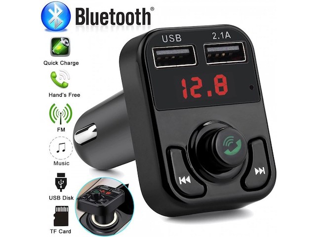 V2 - Bluetooth Auto Car Kit USB punjač MP3 Handsfree FM