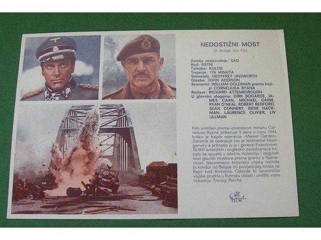 Nedostižni most (S. Connery), filmski program