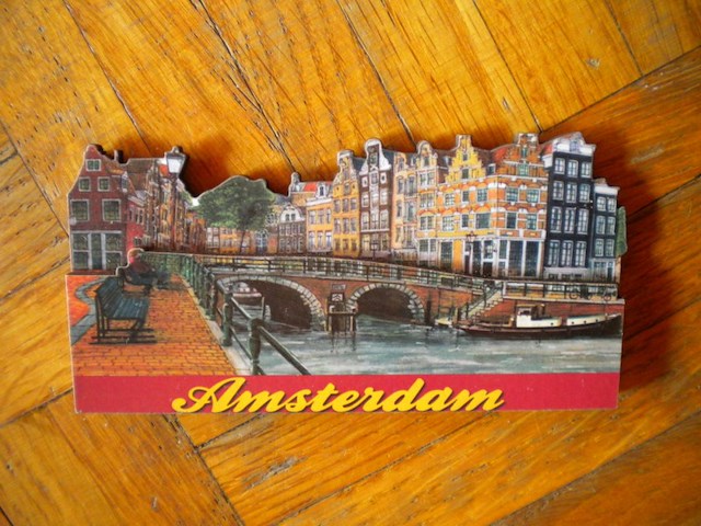 AMSTERDAM, drveni magnet za frizider (1)