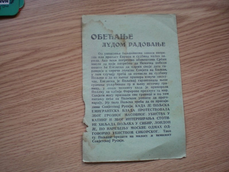 Obecanje Ludom radovanje Nedic Prppaganda