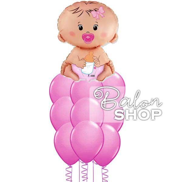 Balon u obliku bebe devojčice u buketu