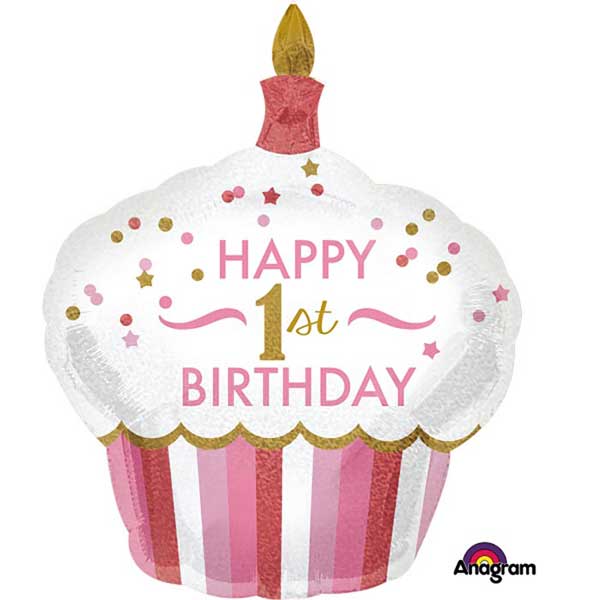 Cupcake balon za prvi rodjendan devojcica