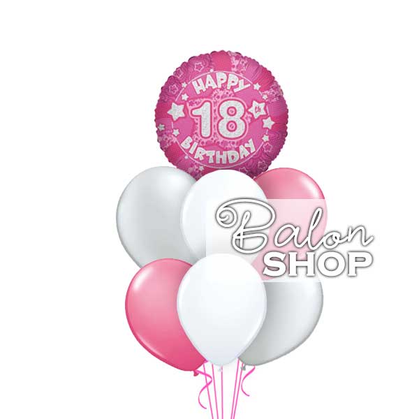 Happy 18 birthday roze buket balona