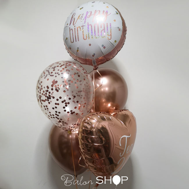 Roze rođendanski buket od balona