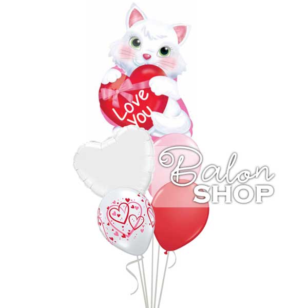 Zaljubljena maca buket balona