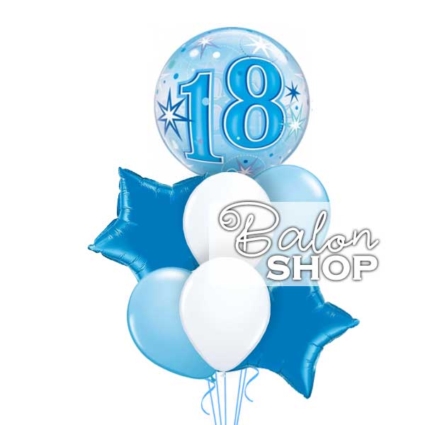 Zvezdice plave za 18 rodjendan buket balona