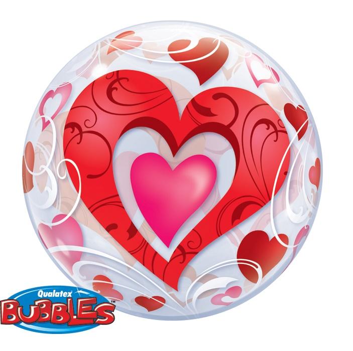 Bubble balon sa crvenim srcima