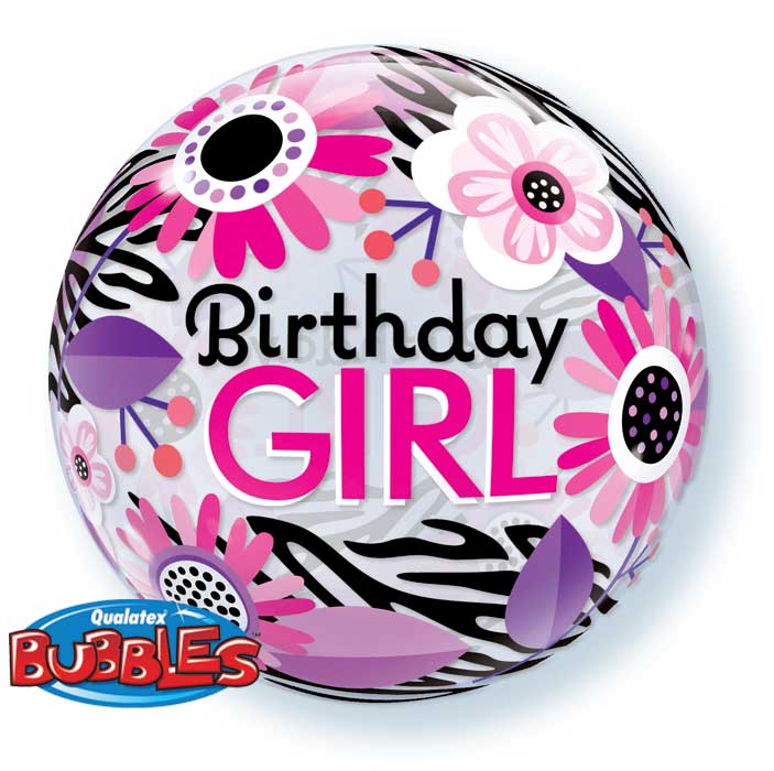 Birthday GIRL bubble baloni