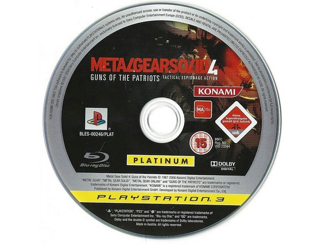 Metal Gear Solid 4: Guns of the Patriots PlayStation 3