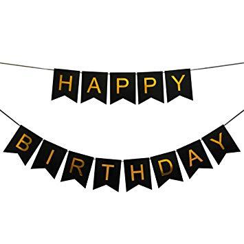 Crni baner Happy Birthday