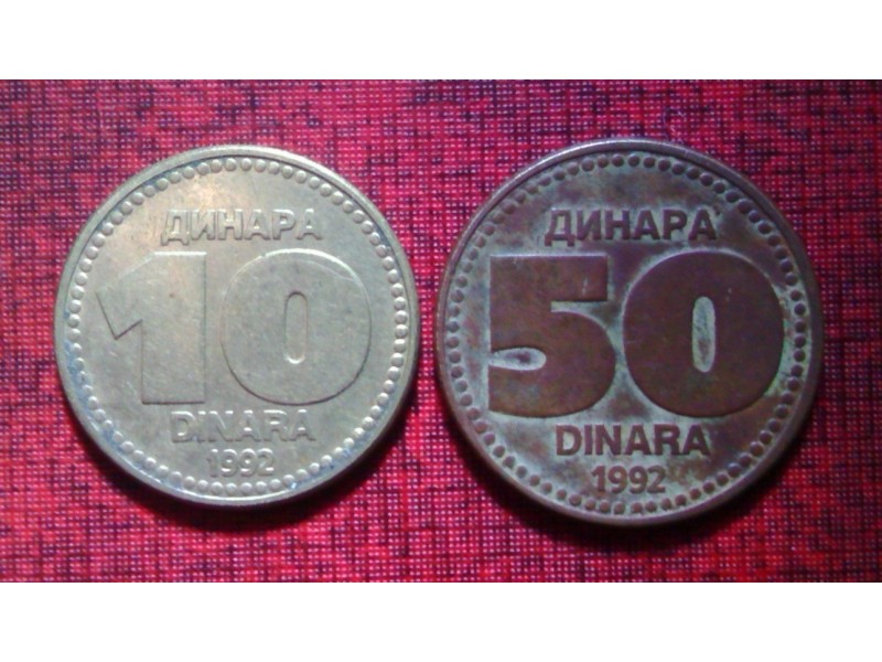 10 i 50 dinara 1992.