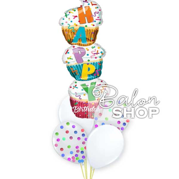 Cupcake baloni u buketu sa konfetama