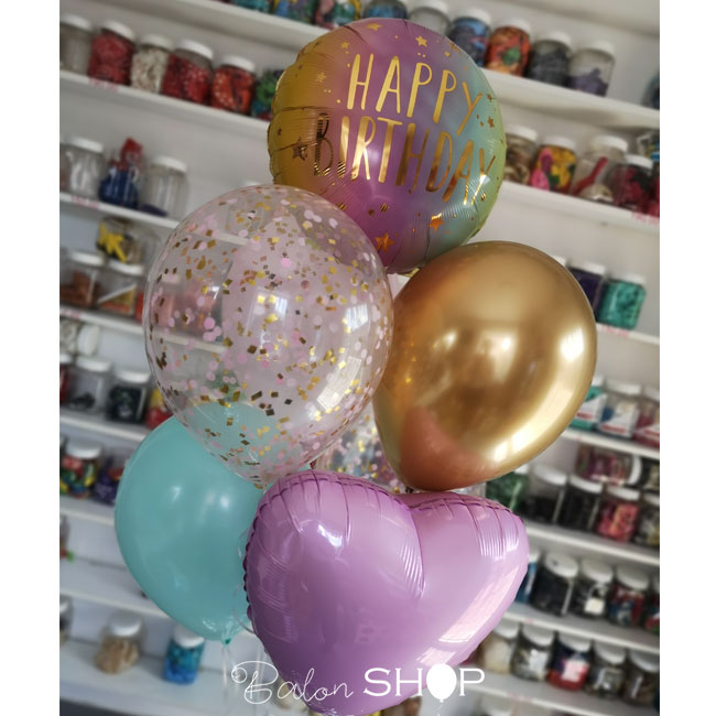 Pastelni baloni za rođendan u buketu