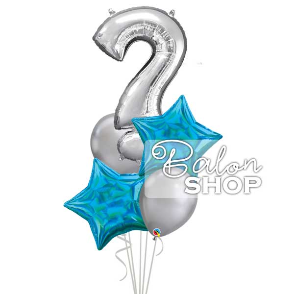 Znak pitanja balon u buketu za njega