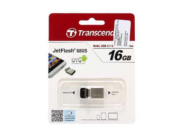 Transcend OTG flash memorija 16GB USB-Micro srebrna