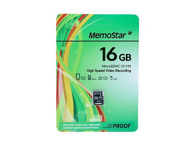 Memorijska kartica MemoStar Micro SD 16GB U1 V10