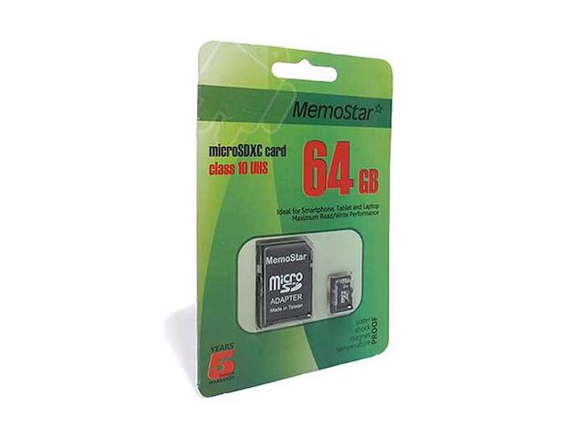 Memorijska kartica MemoStar Micro SD 64GB UHS-1 Class 10 + SD