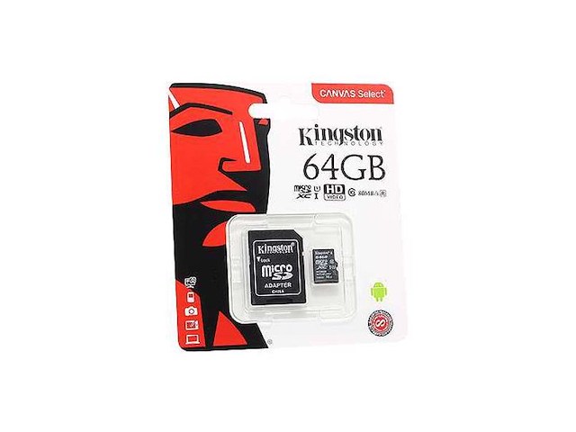 Memorijska kartica Kingston Micro SD 64GB Class 10 UHS U1 + SD adapter