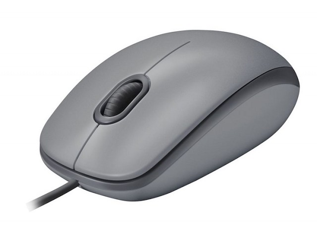 Logitech M110 Silent Optical Corded Mouse, Top Gray, New