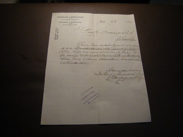 Pismo `Stojiljković i Milisavljević, Beograd 1903 god.`