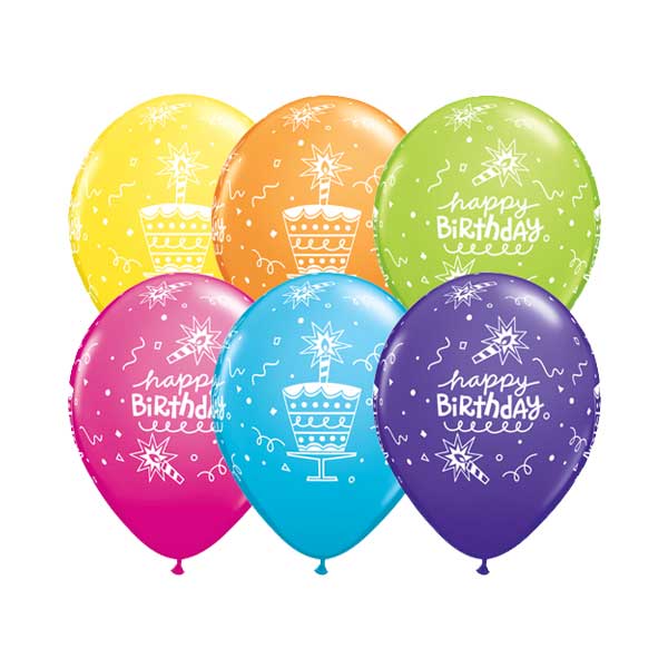 Gumeni rođedanski baloni sa tortom i svećicama