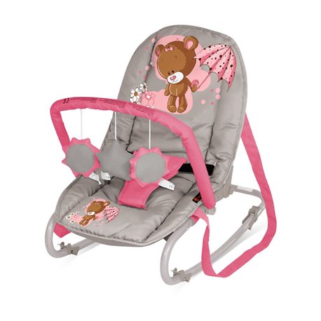 Bertoni Lorelli Ležaljka - njihalica za bebe Top Relax Beige&Pink Bear