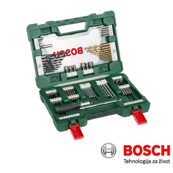 BOSCH® 91-delni V-Line TiN set burgija i bitova sa odvrtačem čegrtaljkom i magnetnim štapom