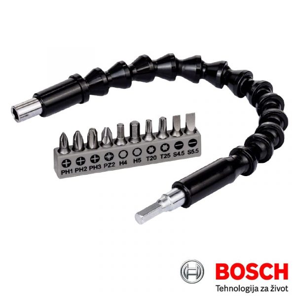 BOSCH® 11 delni PROFI set bitova sa plastičnih gipkih produžetkom SDB