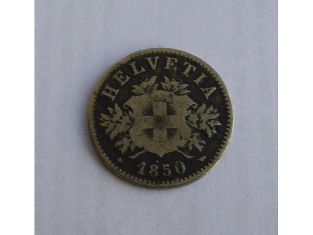 Helvetia 20 rapena 1850,srebro redje.