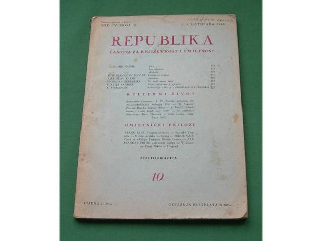 Republika br. 10, 1948. (listopad 1948.)