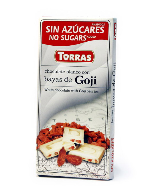 TORRAS BELA ČOKOLADA SA GOJI BOBICAMA I ZASLAĐIVAČEM, 75g