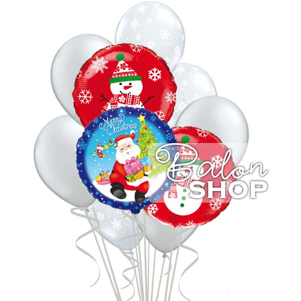 Deda Mraz i Sneško buket balona sa helijumom