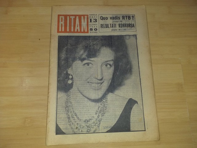 Kultni časopis - RITAM br.13 / 1.april 1963.