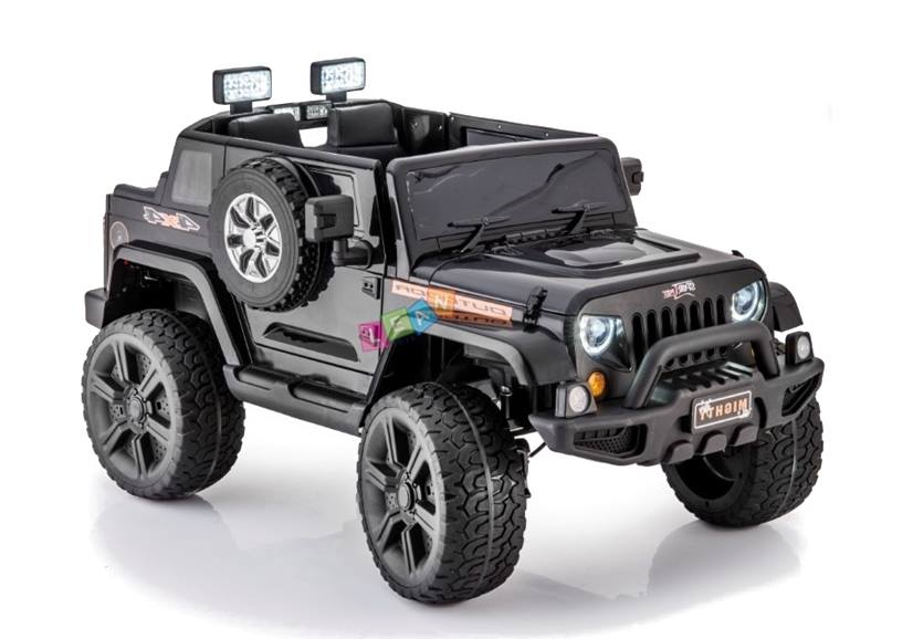 JEEP Mighty off-road Full dvosed na akumulator 12V sa daljinskim upravljanjem za decu Crni