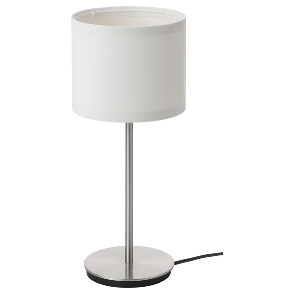 Stona lampa, bela/niklovano, 41 cm