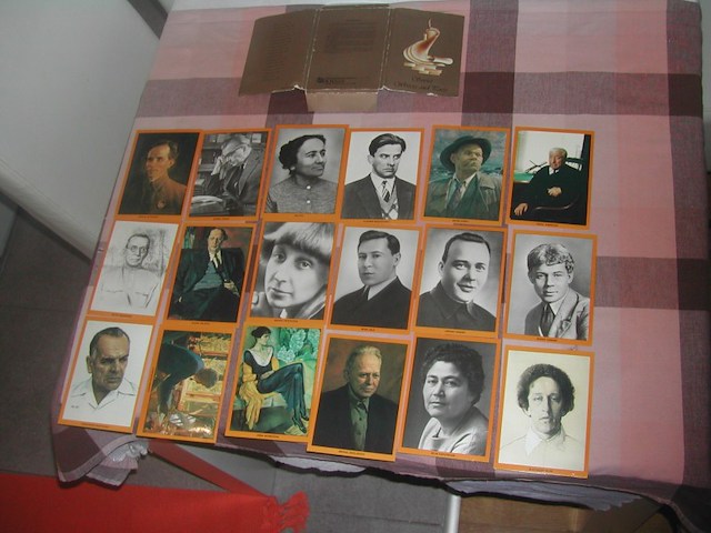 Soviet writers and poets - komplet 18 razglednica