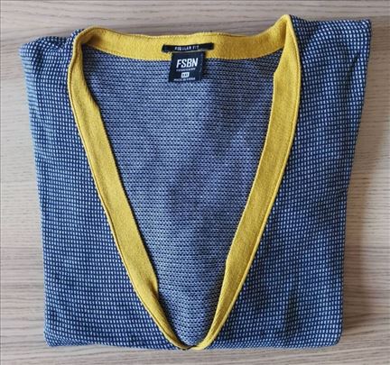 Fishbone plavi džemper sa V izrezom, veličina XXL