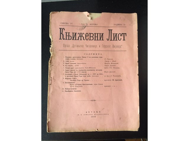 Književni list (1902) CRNA GORA, BOKA KOTORSKA