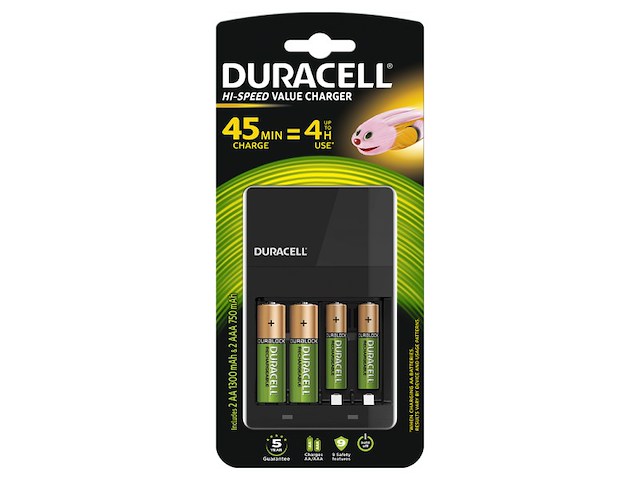 Duracell CEF14 PUNJAC + punjive baterije 2xAA NiMH 1300mAH+ 2xAAA 750mAh( Hi speed 4h, auto-OFF)
