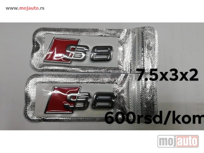 audi/s6 amblem/3m. dimenzija:7,5x3x2cm cena:600 rsd/komad.